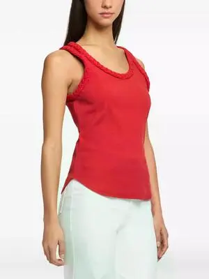 Cinq À Sept Braided Trim Ribbed Knit Tank Top - Red