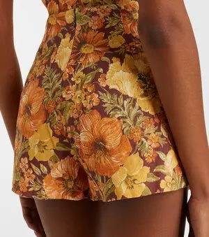 Faithfull The Brand Lila Floral Linen Shorts - Brown