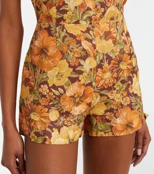 Faithfull The Brand Lila Floral Linen Shorts - Brown