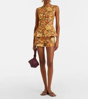 Faithfull The Brand Lila Floral Linen Shorts - Brown