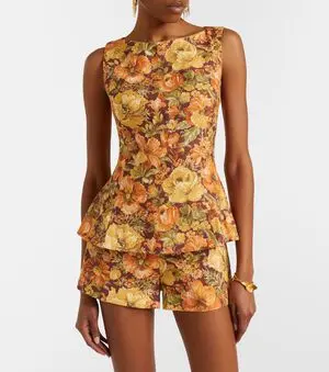 Faithfull The Brand Lila Floral Linen Shorts - Brown