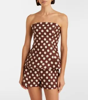 Faithfull The Brand Petro Strapless Linen Top - Brown