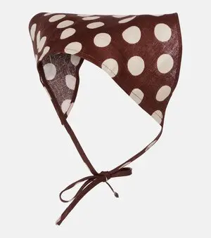 Faithfull The Brand Simona Polka-dot Linen Headscarf - Brown