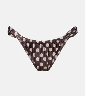 Faithfull The Brand Gathered Polka-dot Bikini Bottoms - Brown