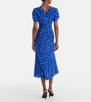 Victoria Beckham Bela Floral Gathered Silk Midi Dress
