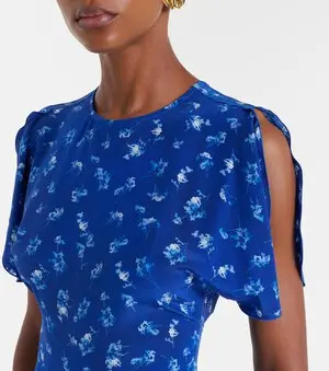 Victoria Beckham Bela Floral Gathered Silk Midi Dress