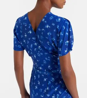 Victoria Beckham Bela Floral Gathered Silk Midi Dress