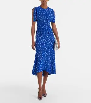 Victoria Beckham Bela Floral Gathered Silk Midi Dress