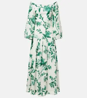Agua Bendita Senlis Printed Off-shoulder Maxi Dress - White