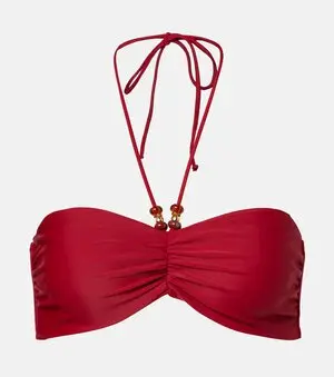 Jade Swim Zoe Ruched Bikini Top - Red