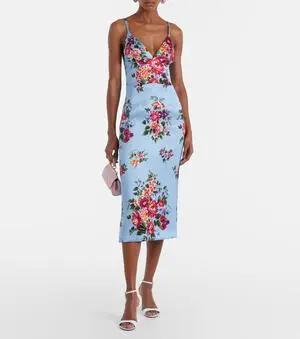 Dolce & Gabbana Floral Print Silk Blend Midi Dress