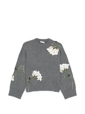 Simkhai Floral Embroidered Round Neck Sweater