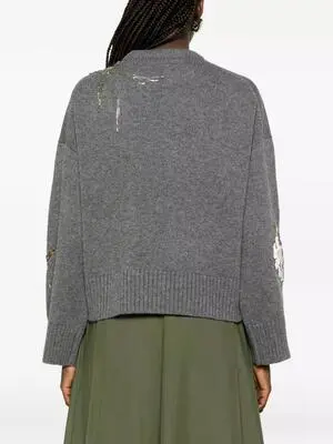 Simkhai Floral Embroidered Round Neck Sweater