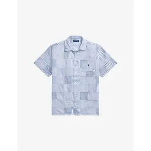 Polo Ralph Lauren Logo-embroidered Patch-work Seersucker Cotton Shirt