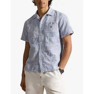 Polo Ralph Lauren Logo-embroidered Patch-work Seersucker Cotton Shirt