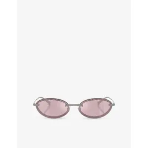 JIMMY CHOO Oval-frame Metal Sunglasses - Silver