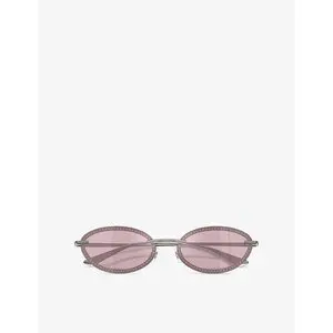 JIMMY CHOO Oval-frame Metal Sunglasses - Silver
