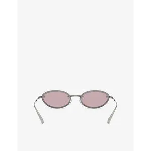 JIMMY CHOO Oval-frame Metal Sunglasses - Silver
