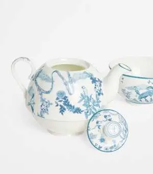 Harrods Bone China Toile Tea For One Set - Blue