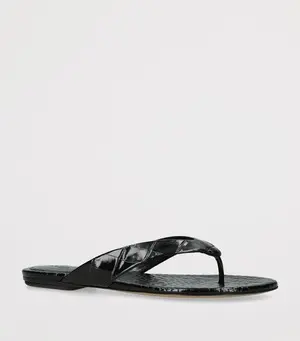 Le Monde Beryl Croc-effect Leather Sandals - Black