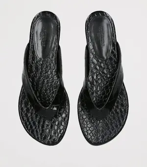 Le Monde Beryl Croc-effect Leather Sandals - Black