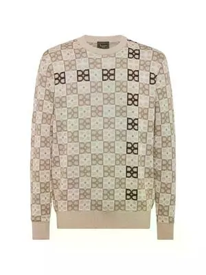 BILLIONAIRE Monogram Jacquard Crew Neck Jumper - Neutrals