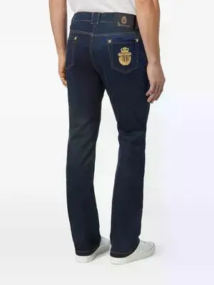 BILLIONAIRE Embroidered Five-pocket Jeans - Blue