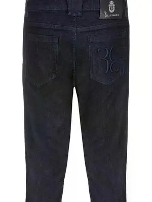 BILLIONAIRE Embroidered Straight-cut Jeans - Blue
