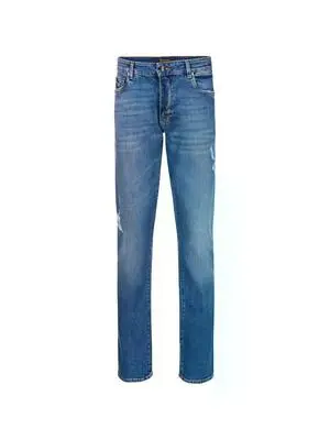 BILLIONAIRE Lion Motif Straight Leg Trousers - Blue