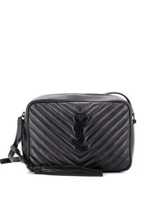 Saint Laurent Matelassé Chevron Leather Small Camera Bag - Black