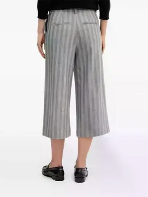 Sisley Striped Cropped Trousers - Grey