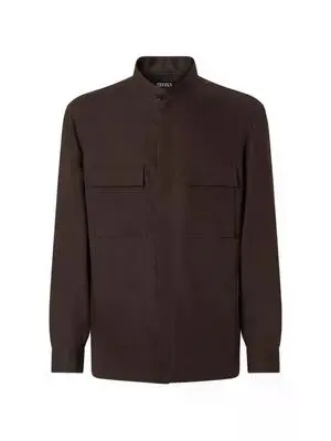 Zegna Oasi Lino Mandarin-collar Overshirt