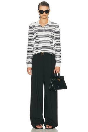 FRAME Striped Long Sleeve Polo