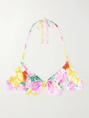 Chloé Floral-print Halterneck Bikini Top - Multi
