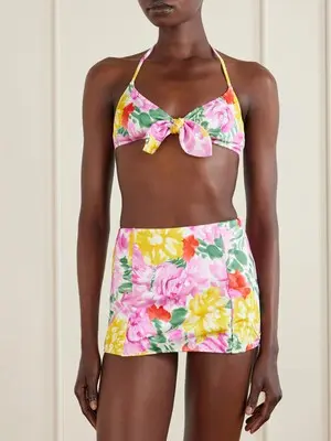 Chloé Floral-print Halterneck Bikini Top - Multi