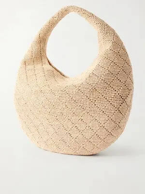 Saint Laurent Icare Cassandre-embellished Woven Raffia Shoulder Bag - Neutrals