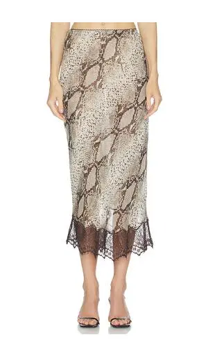 Ronny Kobo Birva Silk Chiffon Lace Trim Skirt