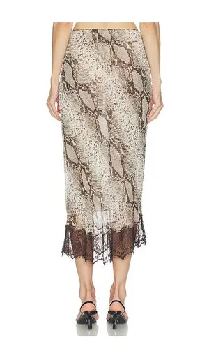 Ronny Kobo Birva Silk Chiffon Lace Trim Skirt