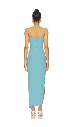 Susana Monaco Strapless Draped Front Slit Maxi Dress