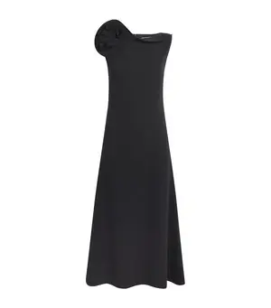 Roland Mouret Sleeveless Rose Appliqué Midi Dress - Black