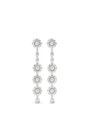 SELF-PORTRAIT Crystal Stone Dangle Earrings - Silver
