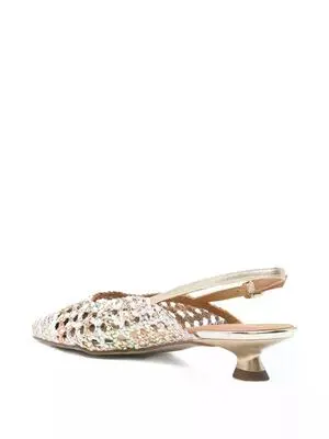 PEDRO MIRALLES Pointed-toe Mules With Buckle-fastening Slingback Strap - Silver