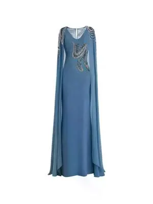 GEMY MAALOUF Embellished Scoop Neck Maxi Dress - Blue