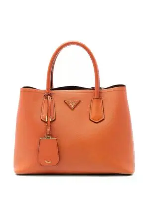 Prada Saffiano Cuir Double Satchel - Orange