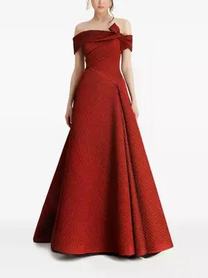 GEMY MAALOUF Jacquard Maxi Dress With Bow Detail