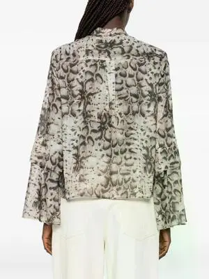 Pinko Blouse With Snake Print And Jewel Buttons - Neutrals