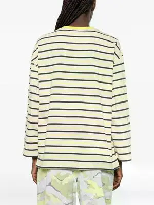 Pinko Striped Cotton Sweater With Embroidered Logo