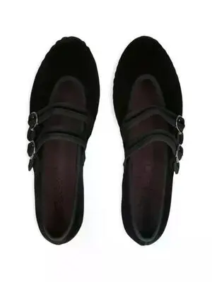 FLABELUS Claire Ballet Flats With Double Buckle Straps - Black