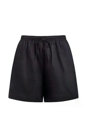 12 STOREEZ Drawstring Ramie Shorts - Black