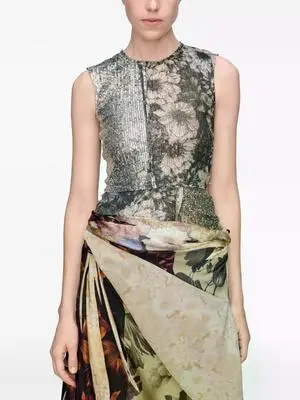 MAISON MARGIELA Sequin Floral-print Sleeveless Top - Grey